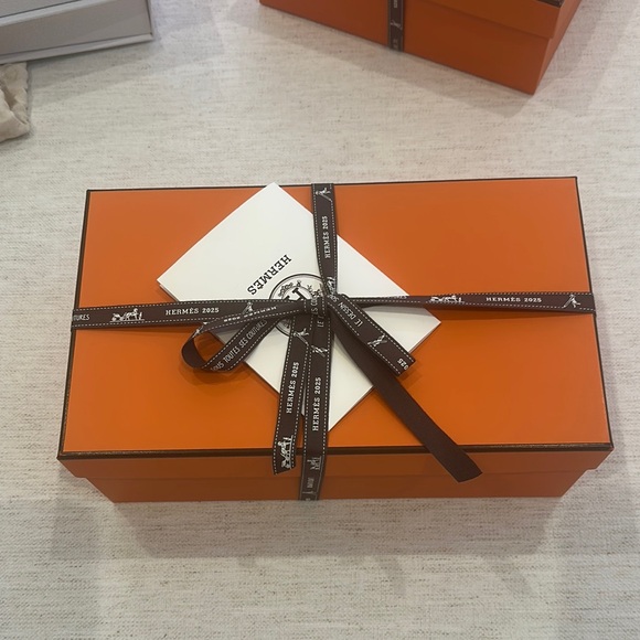 Hermes | Accessories | Herms Signature Orange Box With Black Ribbon ...